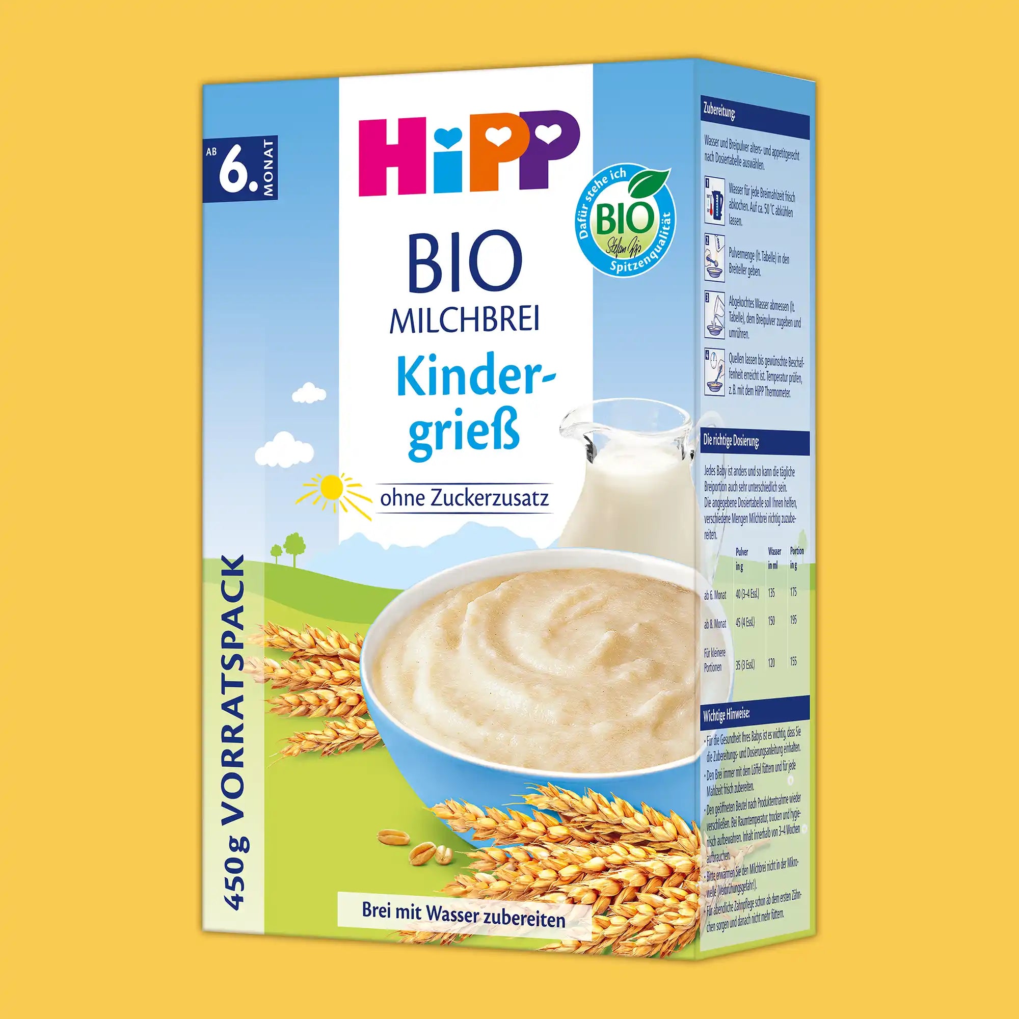 HiPP Gentle Semolina – Organic Milk Porridge 6+ months (450g ...